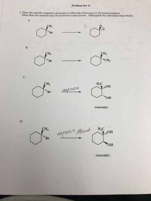 Solved Draw the specific reagent (s) necessary to effect the | Chegg.com