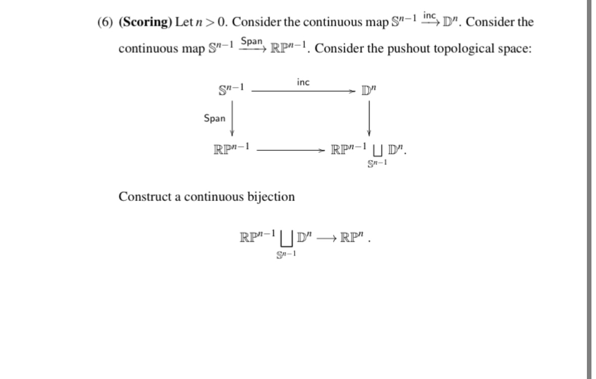 Solved (6) (Scoring) Let n>0. Consider the continuous map | Chegg.com