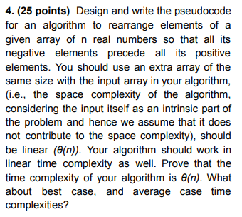Solved 4. ( 25 ﻿points) ﻿Design and write the pseudocode for | Chegg.com