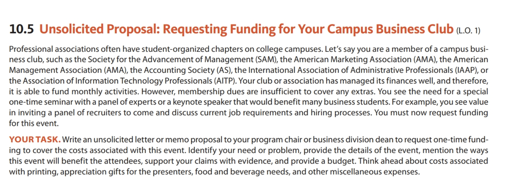 10.5 Unsolicited Proposal: Requesting Funding for | Chegg.com