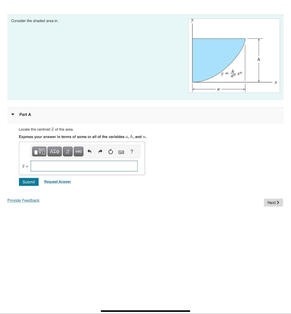 Solved Consider the shaded area in. Part A Locate the | Chegg.com