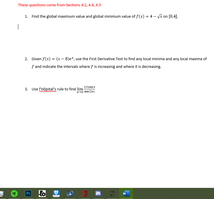 Solved - Find the global maximum value and global minimum | Chegg.com