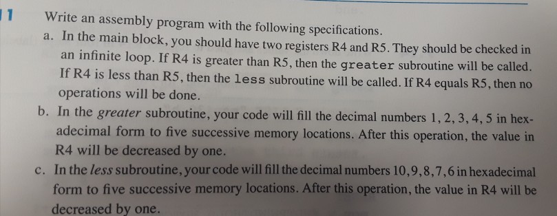 Solved 1 Write an assembly program with the following | Chegg.com