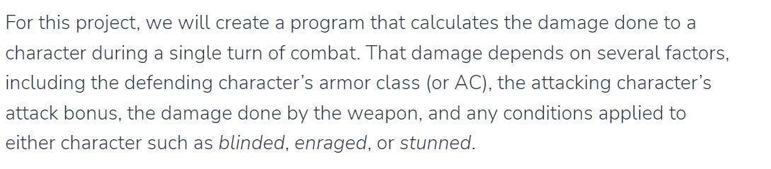 Solved For this project, we will create a program that | Chegg.com