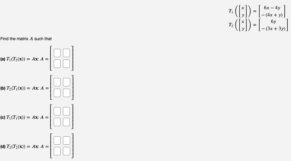 Solved Let 𝑇1T1 and 𝑇2T2 be linear transformations given | Chegg.com