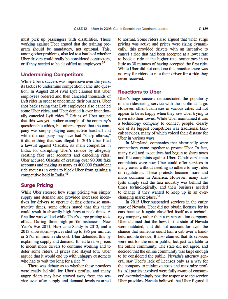 Solved 1. How would you characterize Uber’s business model | Chegg.com