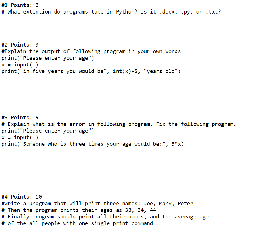 Solved #1 Points: 2 # What extention do programs take in | Chegg.com