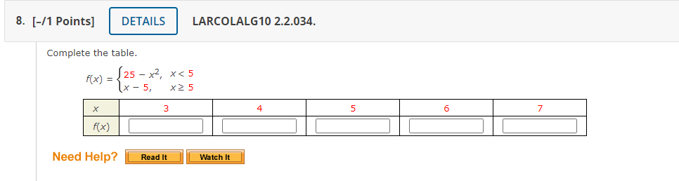 Solved 8. [-/1 Points) DETAILS LARCOLALG10 2.2.034. Complete | Chegg.com