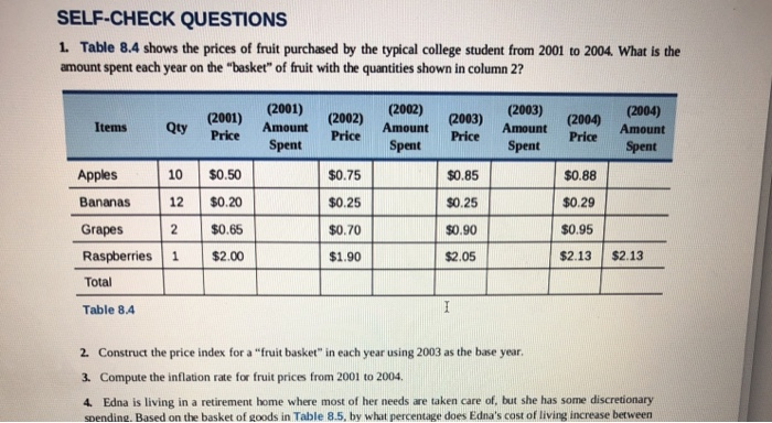 Solved compute the inflation rate for fruit prices from 2001 | Chegg.com