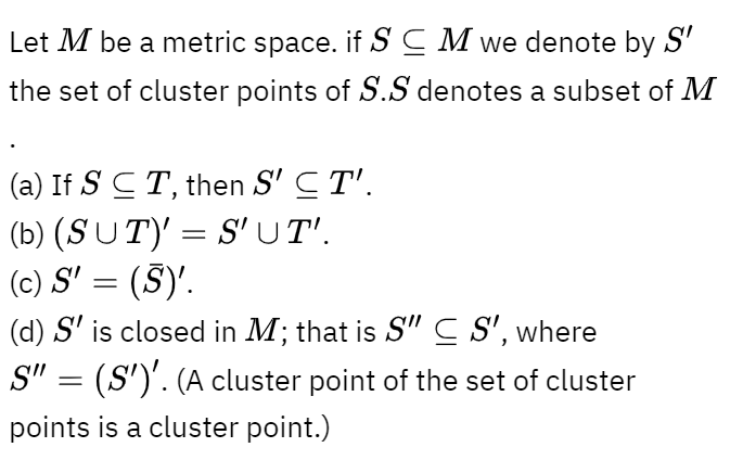 Solved Let M be a metric space. if S⊆M we denote by S′ the | Chegg.com