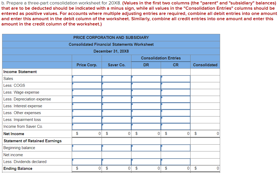 (A) RECORD THE BASIC CONSOLIDATION ENTRY (B) RECORD | Chegg.com