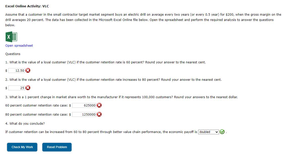 Solved Excel Online Activity: VLC Assume that a customer in | Chegg.com