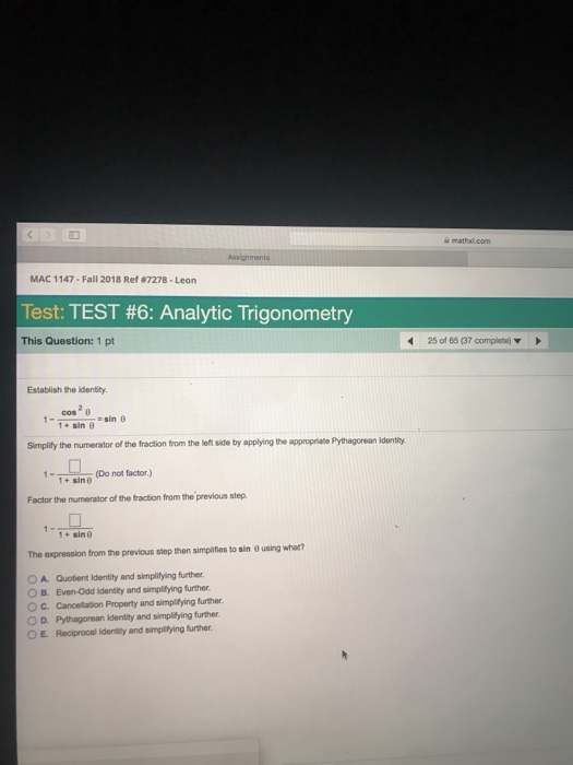 Solved mathxl.com MAC 1147-Fall 2018 Ref #7278-Leon Test: | Chegg.com