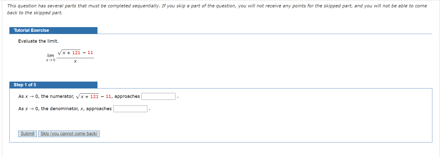 Solved back to the skipped part.Tutorial ExerciseEvaluate | Chegg.com