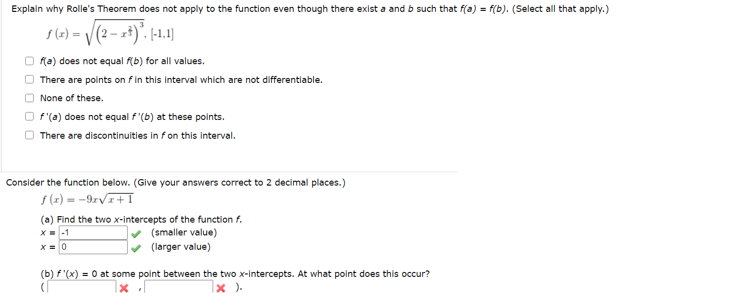 Solved Explain Why Rolles Theorem Does Not Apply To The 