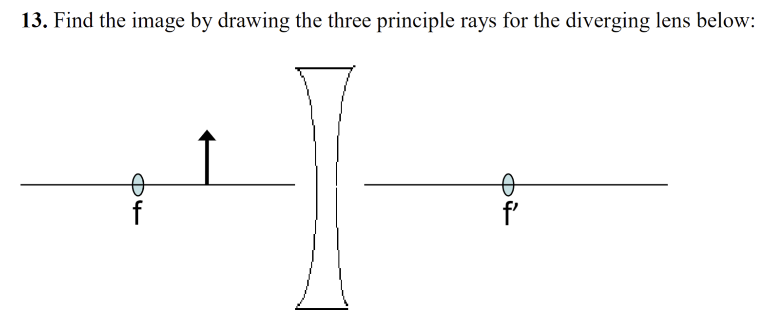 Solved 13. Find the image by drawing the three principle | Chegg.com