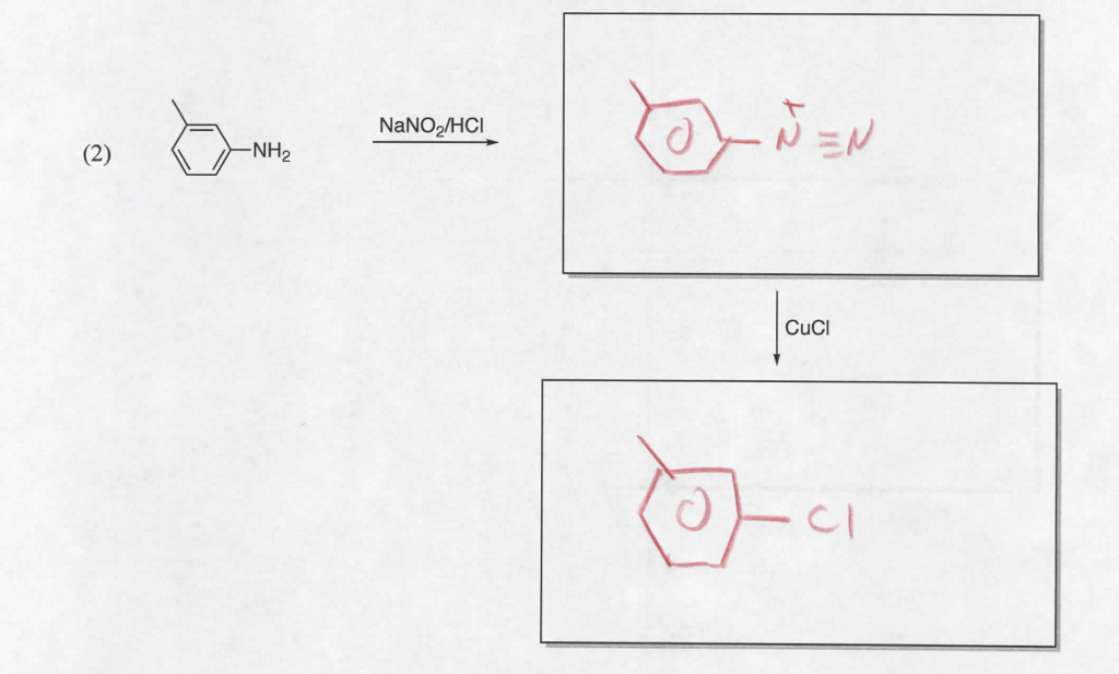 Solved NaNO2/HC ート)ち! (2) 〈 NH2 CuCl CO 0 NH2OH MeOH/HOH | Chegg.com
