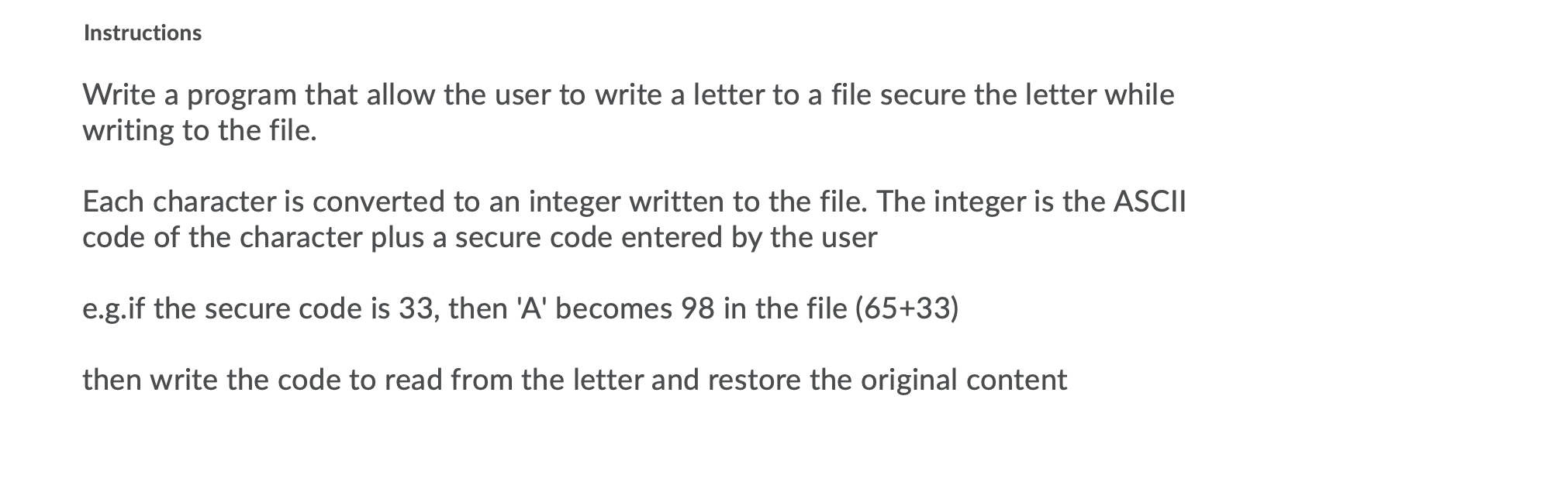 Solved Instructions Write a program that allow the user to | Chegg.com
