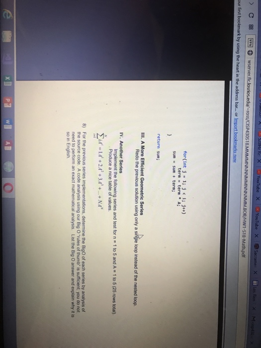 Solved Math Revlew and Algorithm Analysls Use empirical | Chegg.com