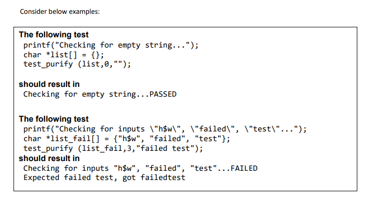 Solved Task 3: Implement test_purify function. void | Chegg.com