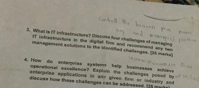 Solved 3. What is IT infrastructure? Discuss four challenges | Chegg.com