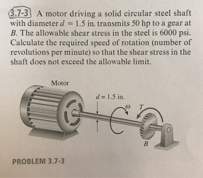 Solved A motor driving a solid circular steel shaft with | Chegg.com