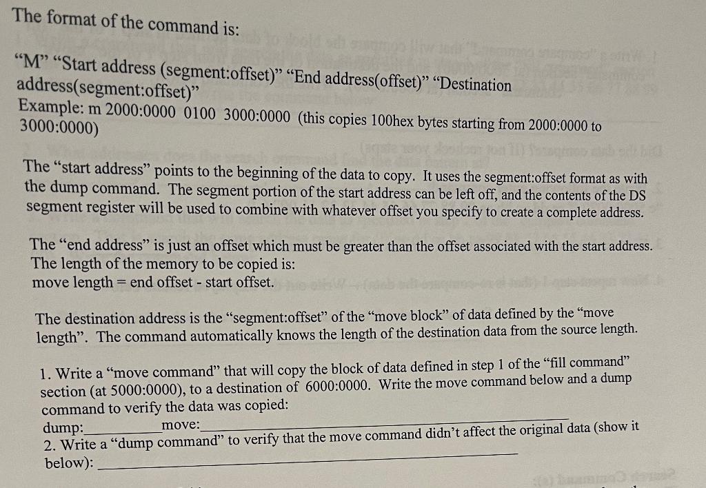 Solved Move Command M The Move Command Is Really A Copy 
