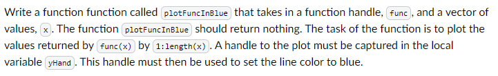 Solved Write A Function Function Called Plotfuncinblue That 5418