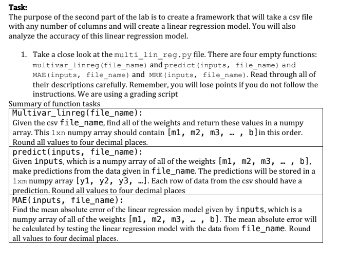 Task: The purpose of the second part of the lab is to | Chegg.com