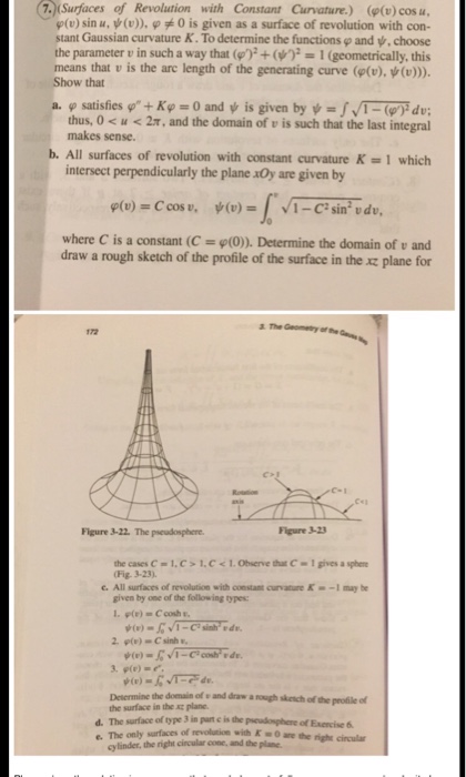 Solved 7.Surfaces of Revolution with Constant Curvature.) | Chegg.com