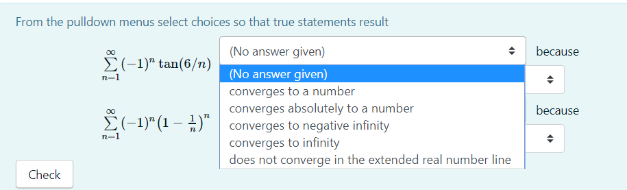 Solved From the pulldown menus select choices so that true | Chegg.com