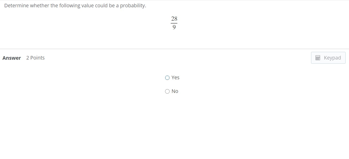 Solved Determine whether the following value could be a | Chegg.com
