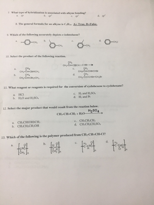 Solved 7 What Type Of Hybridization Is Associated With