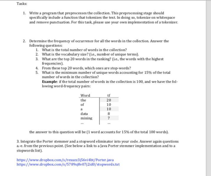 Solved Tasks: 1. Write a program that preprocesses the | Chegg.com