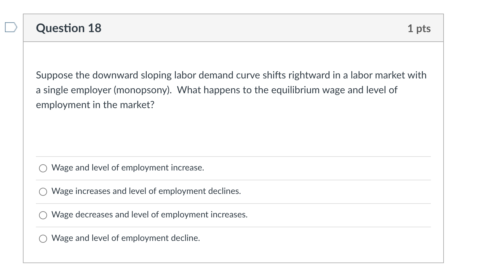 Solved Question 18 1 pts Suppose the downward sloping labor | Chegg.com