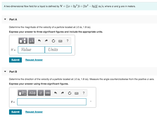 Solved A two-dimensional flow field for a liquid is defined | Chegg.com