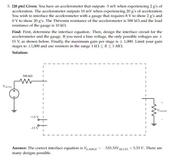 Solved 5. [20 pts] Given: You have an accelerometer that | Chegg.com