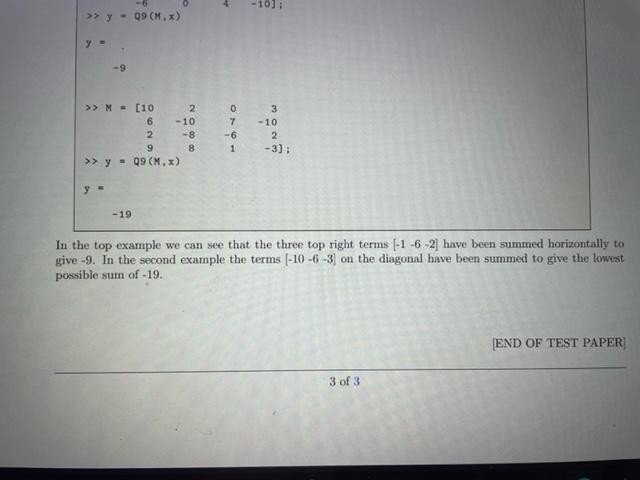 Solved Question 9 3 marks Write a function called Q9 that | Chegg.com