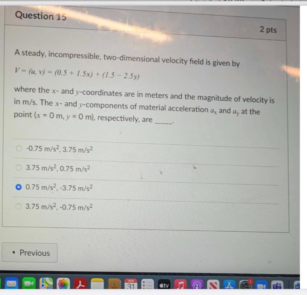Solved A steady, incompressible, two-dimensional velocity | Chegg.com