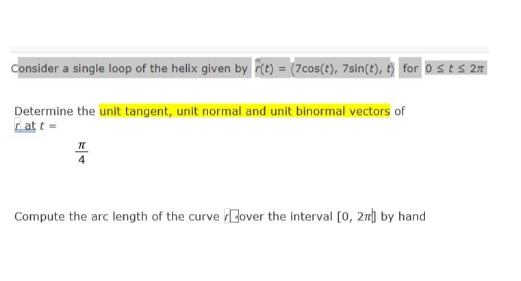 Solved Consider a single loop of the helix given by | Chegg.com