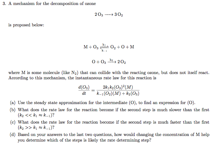 Solved 3. A mechanism for the decomposition of ozone is | Chegg.com