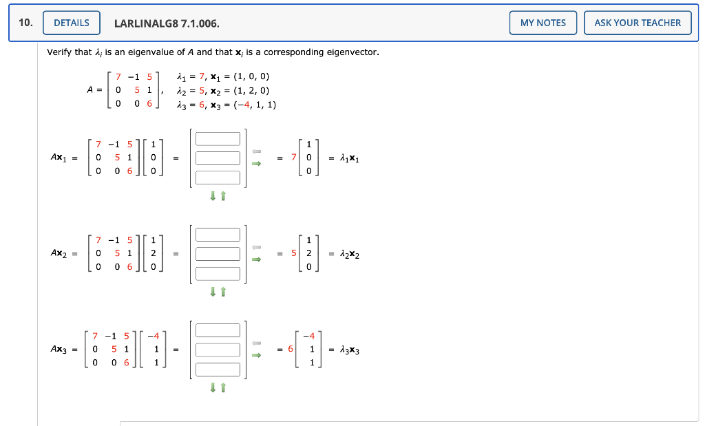 Solved 9. DETAILS LARLINALG8 7.2.001. MY NOTES ASK YOUR | Chegg.com