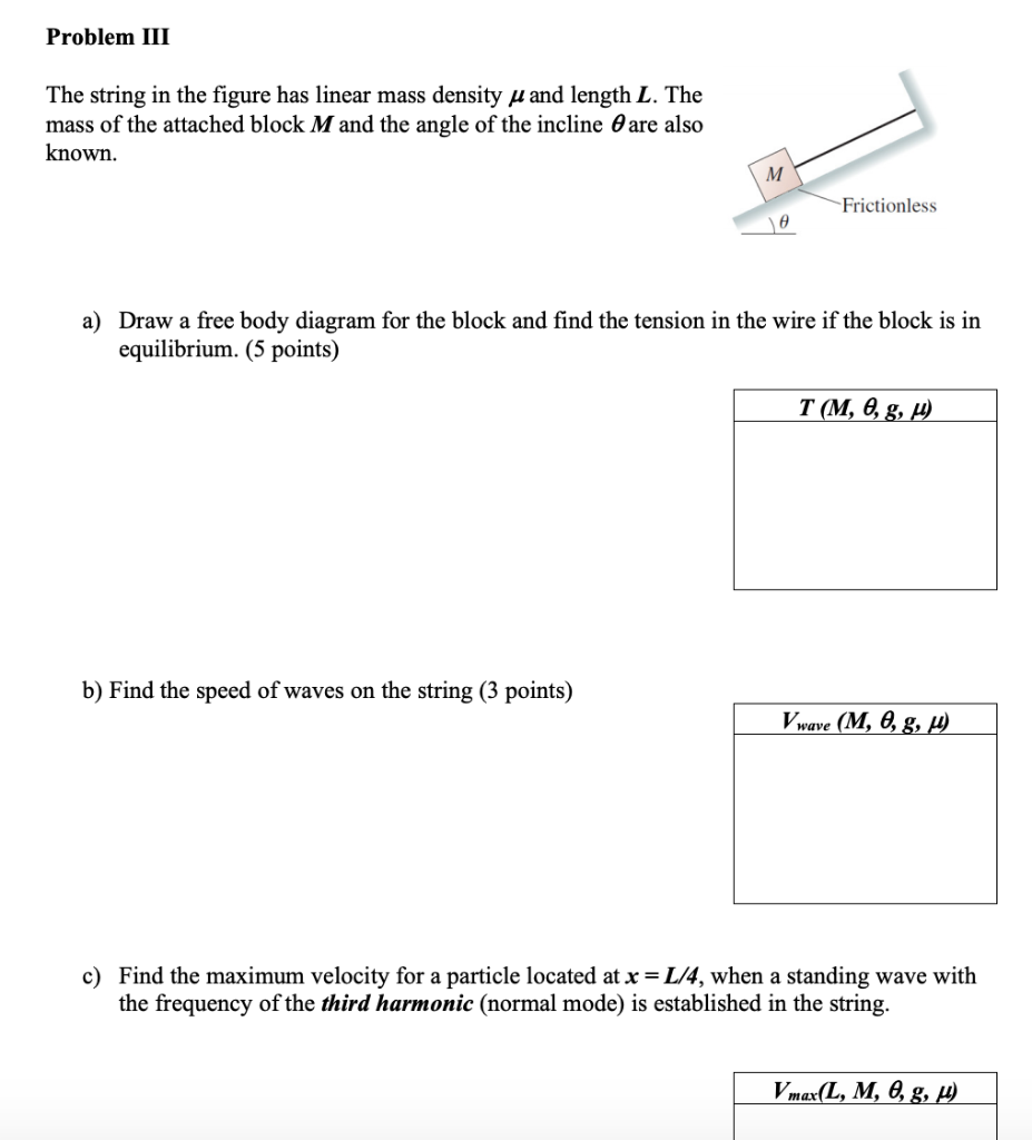 Solved The string in the figure has linear mass density µ | Chegg.com
