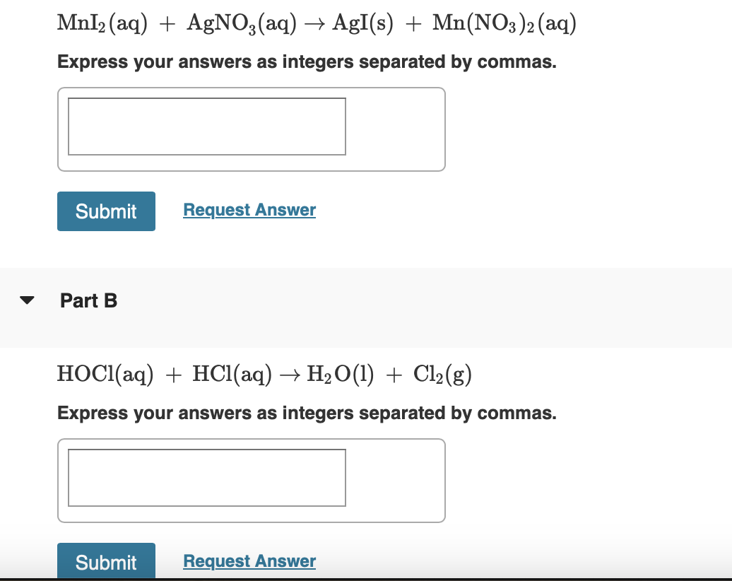 MnI2(aq)+AgNO3(aq)→AgI(s)+Mn(NO3)2(aq) Express your | Chegg.com