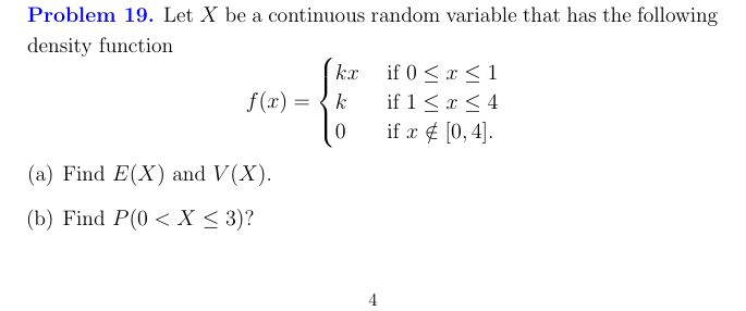 Solved Problem 19. ﻿Let x be ﻿a continuous random variable | Chegg.com