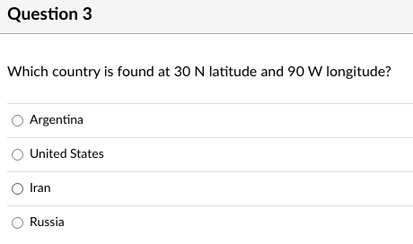 Which country is found at 30 N latitude and 30E | Chegg.com