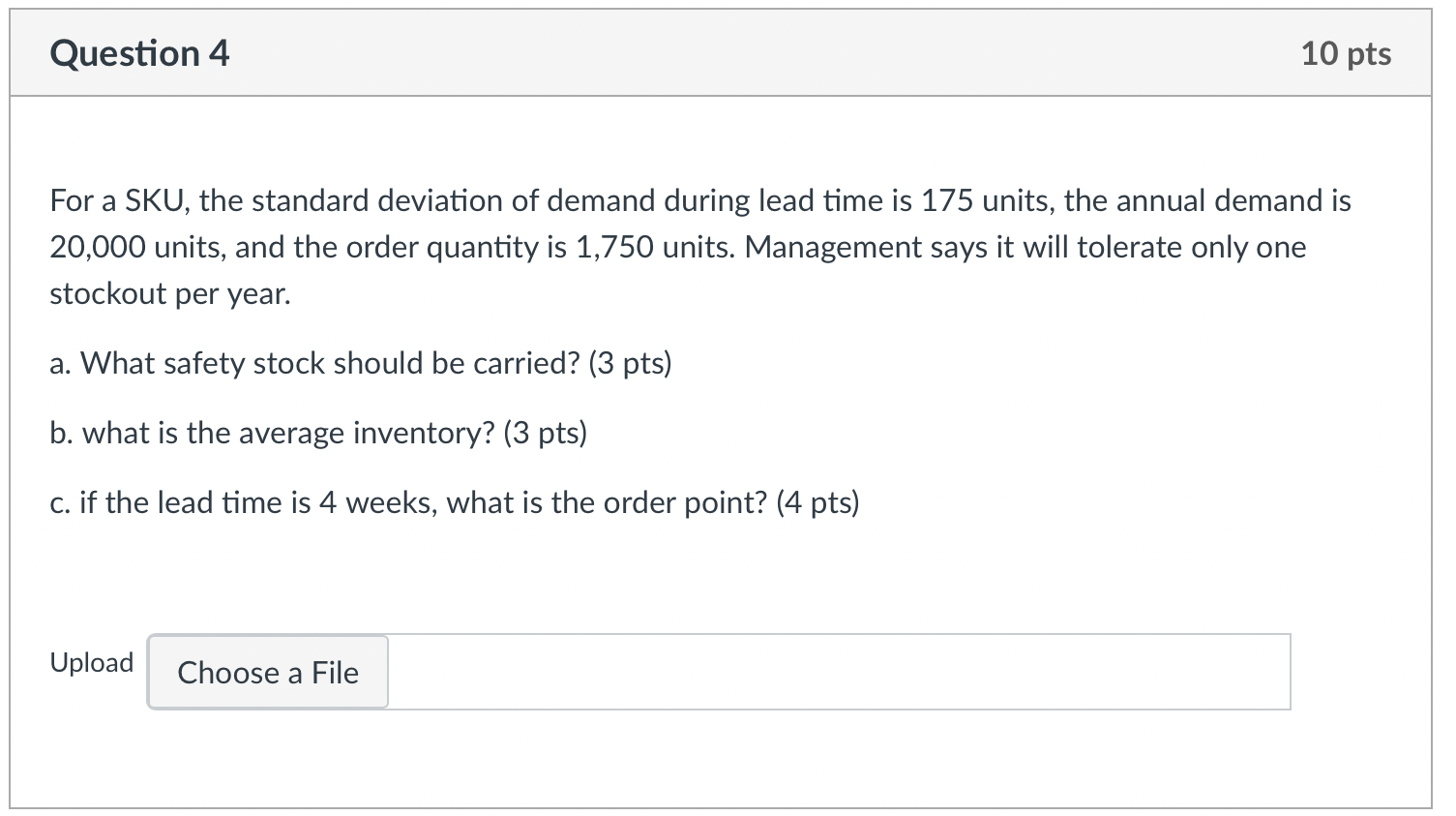 Solved For a SKU, the standard deviation of demand during | Chegg.com