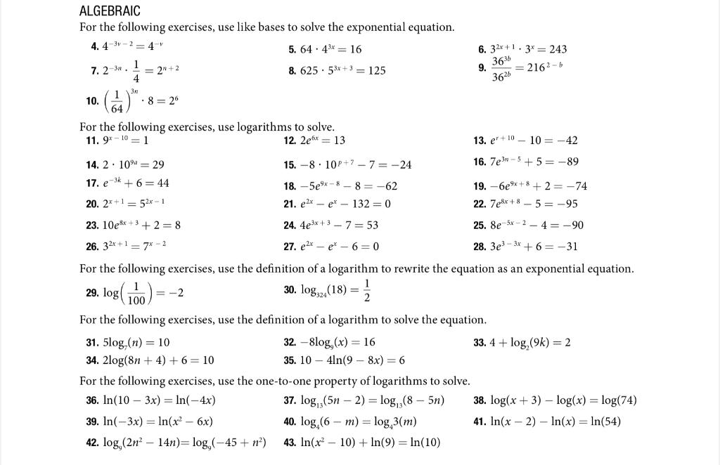 Solved 9, 3634 362 2162-1 31 ALGEBRAIC For the following | Chegg.com