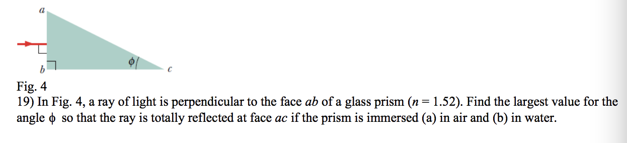 Solved 0 Fig. 4 19) In Fig. 4, a ray of light is | Chegg.com