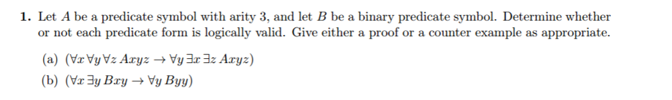 Solved 1. Let A be a predicate symbol with arity 3, and let | Chegg.com
